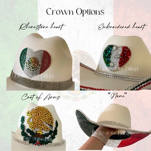 Mexican Flag Rhinestone Cowgirl Hat, Country Wedding, Boda Mexicana ...