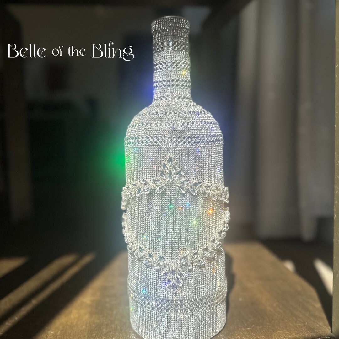 Rhinestone Bottle, Bling Centerpiece, Bar Decor, Bridal Decor, Birthday ...