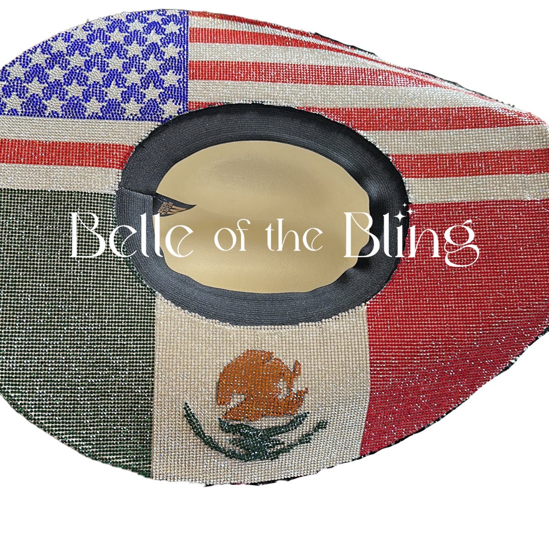 Mexican American Flag Bling Cowgirl Hat, Latina Cowgirl, Blingy Cowboy ...