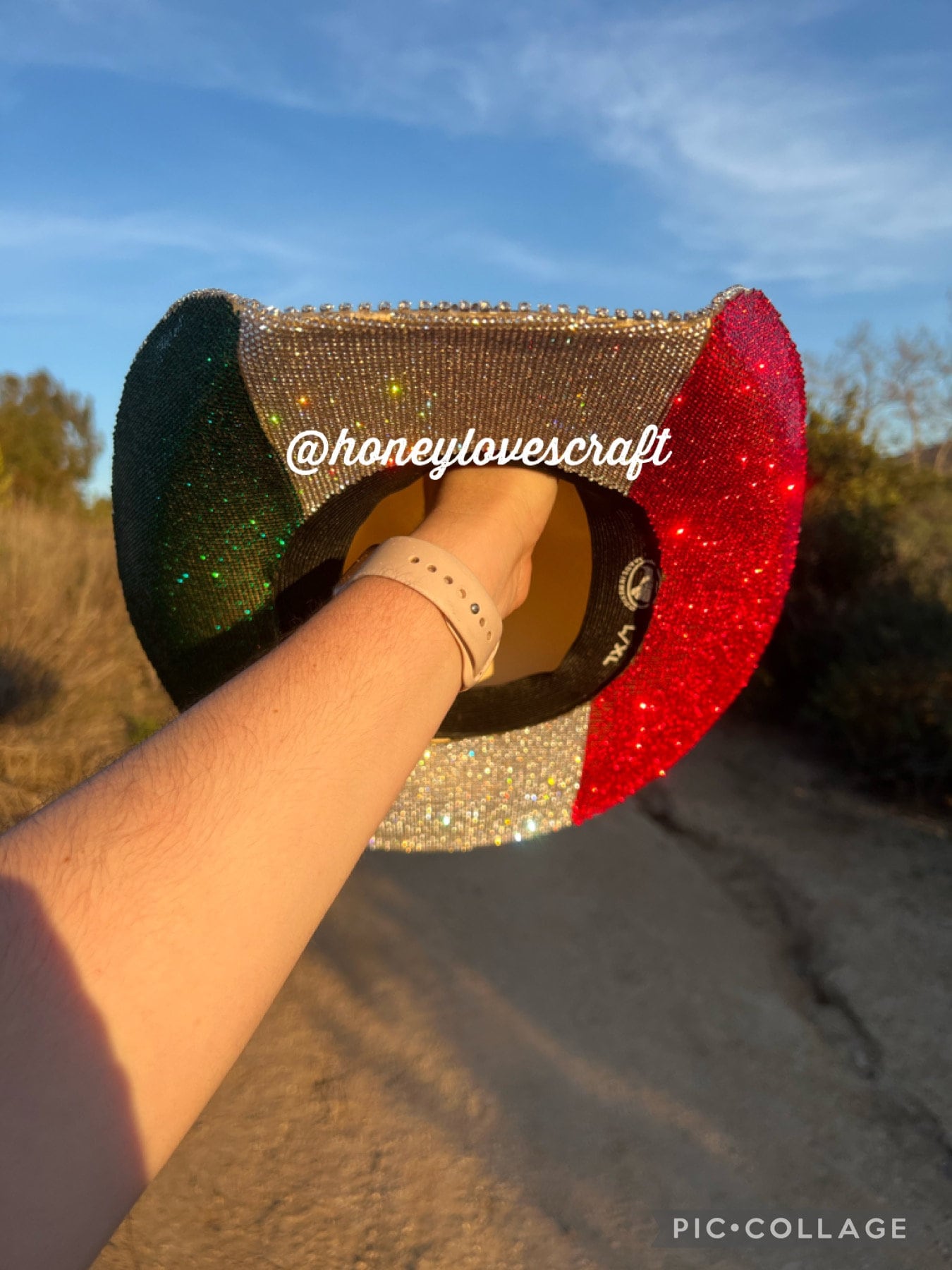 Mexican Flag Rhinestone Cowgirl Hat, Country Wedding, Boda Mexicana ...