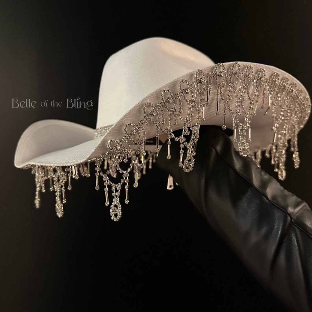Black Rhinestone Cowgirl Hat, Country Wedding, Boudoir Accessory ...