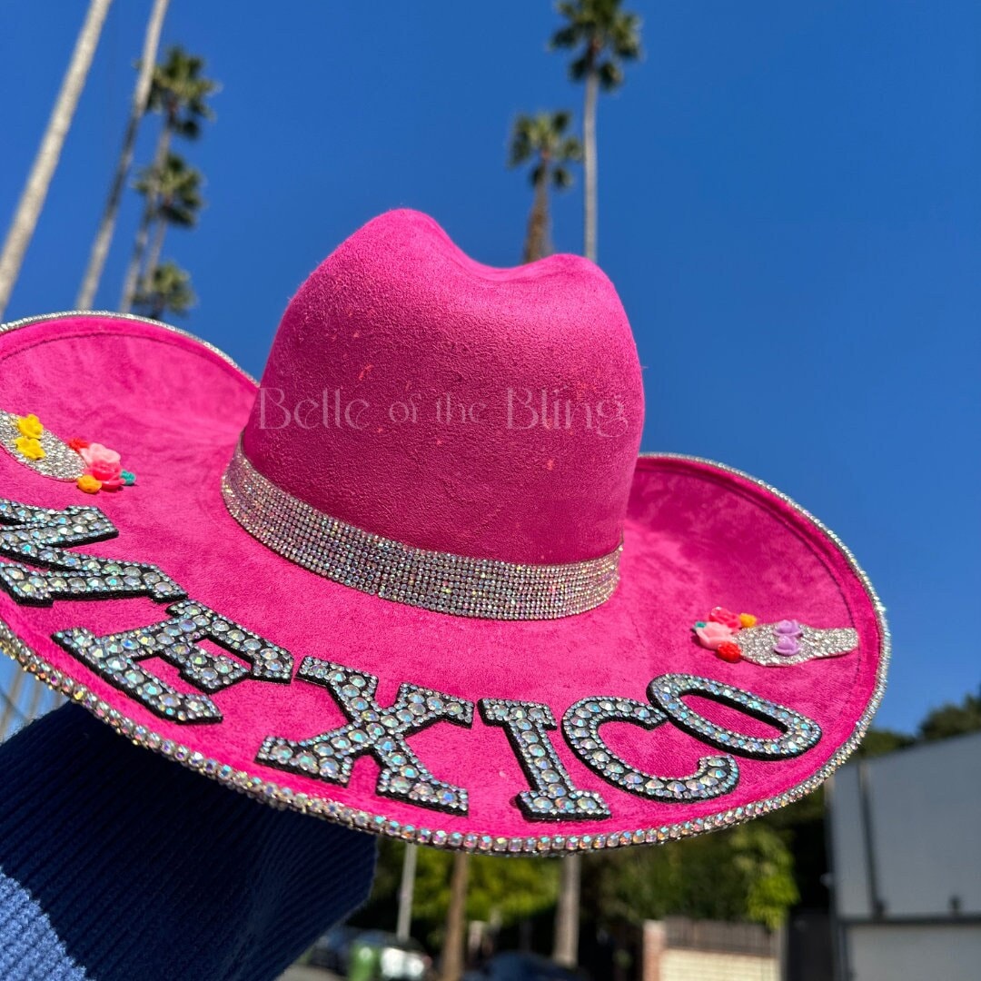 Mexico Pink Bling Cowgirl Hat, Cinco De Mayo Hat, Mother's Day Gift ...