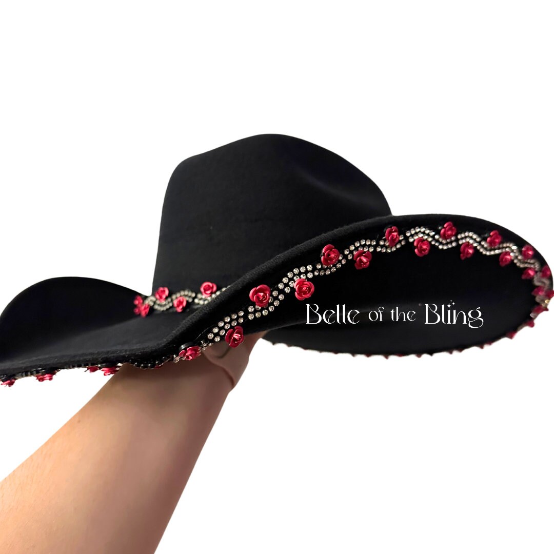 Rose Cowgirl Hat, Kentucky Derby Hat, Flamenco Hat , Bling Cowboy Hat ...