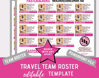 Travel Team Roster Template Blue 9 Players per Page - Etsy
