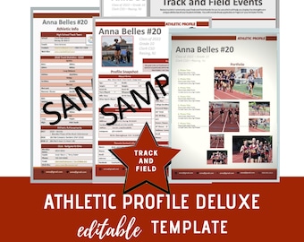 Track and Field Athletic Profile Deluxe Template | Etsy