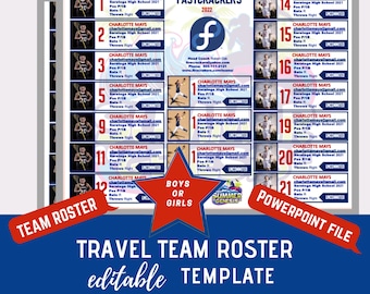 Travel Team Roster Template Red White & Blue Deluxe 12 - Etsy