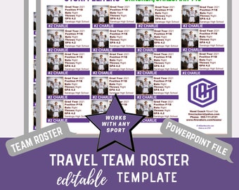 Travel Team Roster Template Blue 9 Players per Page - Etsy
