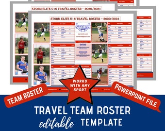 Travel Team Roster Template Red White & Blue Deluxe 12 - Etsy