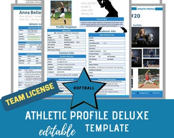 Softball Athletic Profile Deluxe Template - Etsy