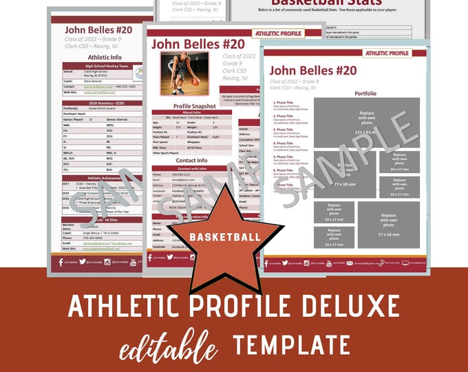 Basketball - Athletic Profile Deluxe Template - Etsy