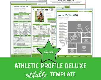 Soccer Athletic Profile Deluxe Template Blast of Color | Etsy