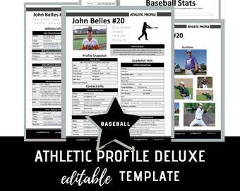 Baseball Athletic Profile Deluxe Template the Crimson - Etsy