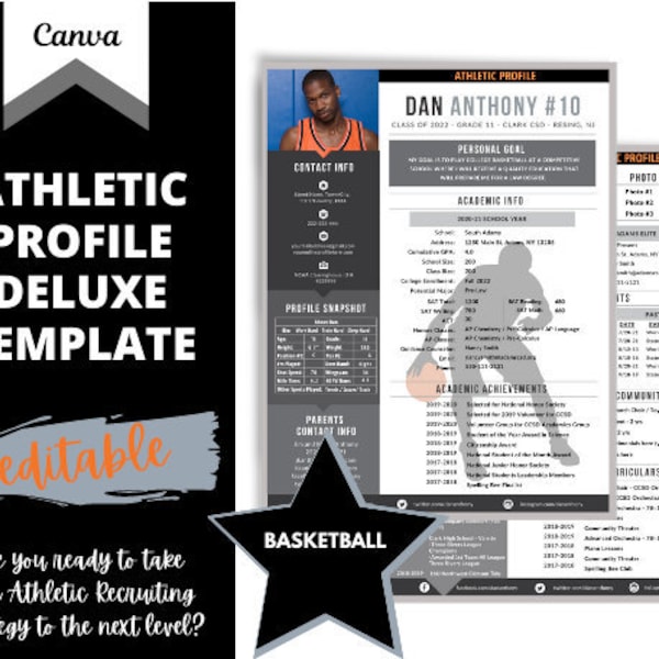 Basketball Profile Template - Etsy