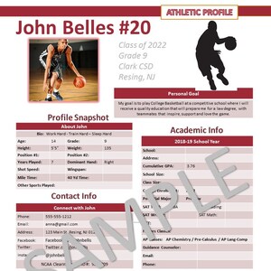 Basketball - Athletic Profile Deluxe Template - Etsy