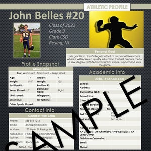 Football - Athletic Profile Deluxe Template Rugged Style - Etsy