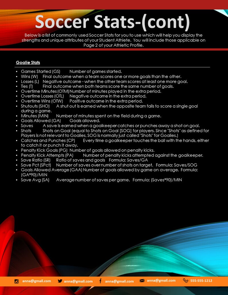 Soccer - Athletic Profile Deluxe Template Blast of Color - Etsy