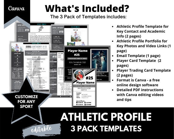 The 3 Pack - Editable Athletic Profile Templates | College Sports ...