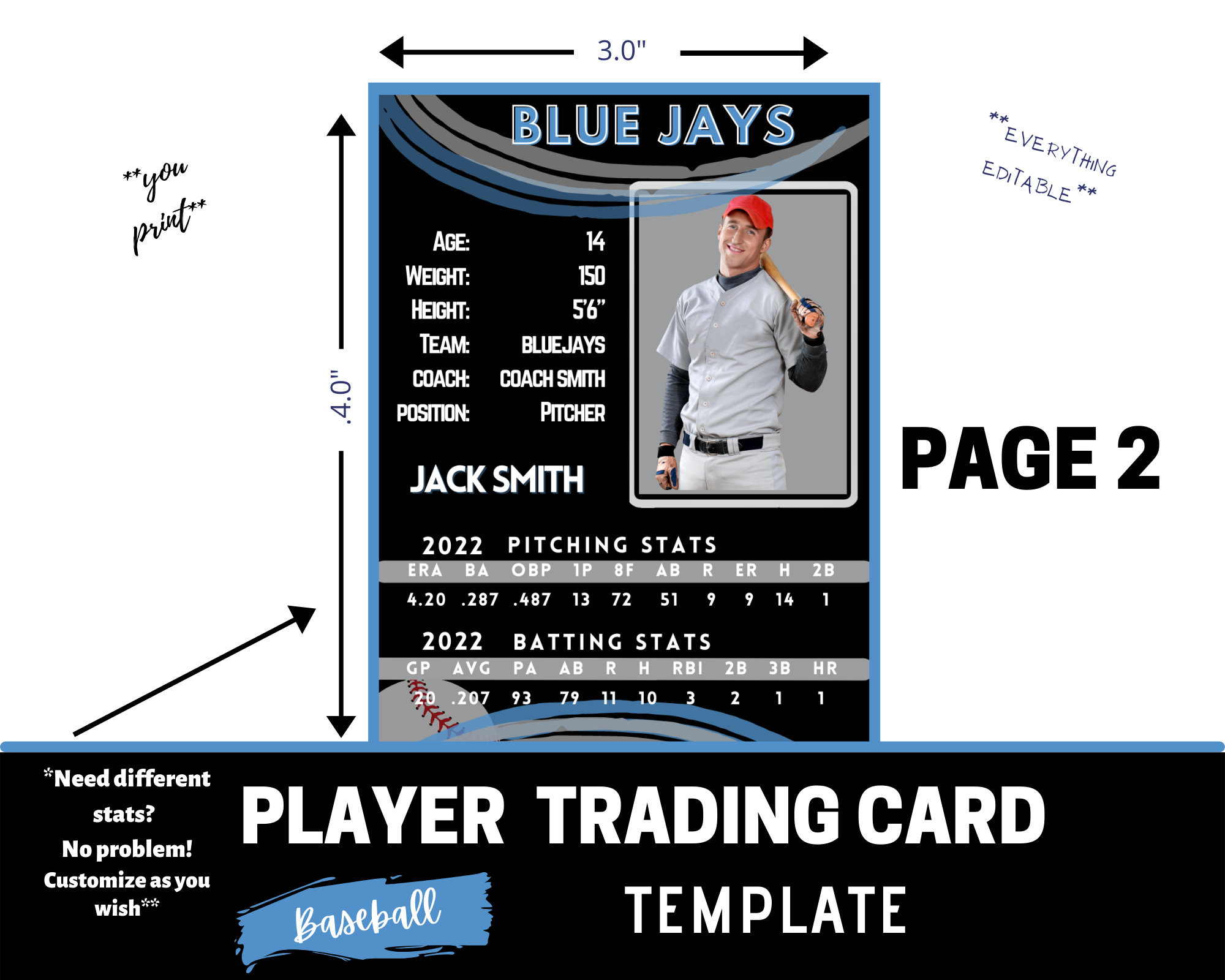 Baseball Trading Card Template 3 X 4 Trading Card Template Canva ...