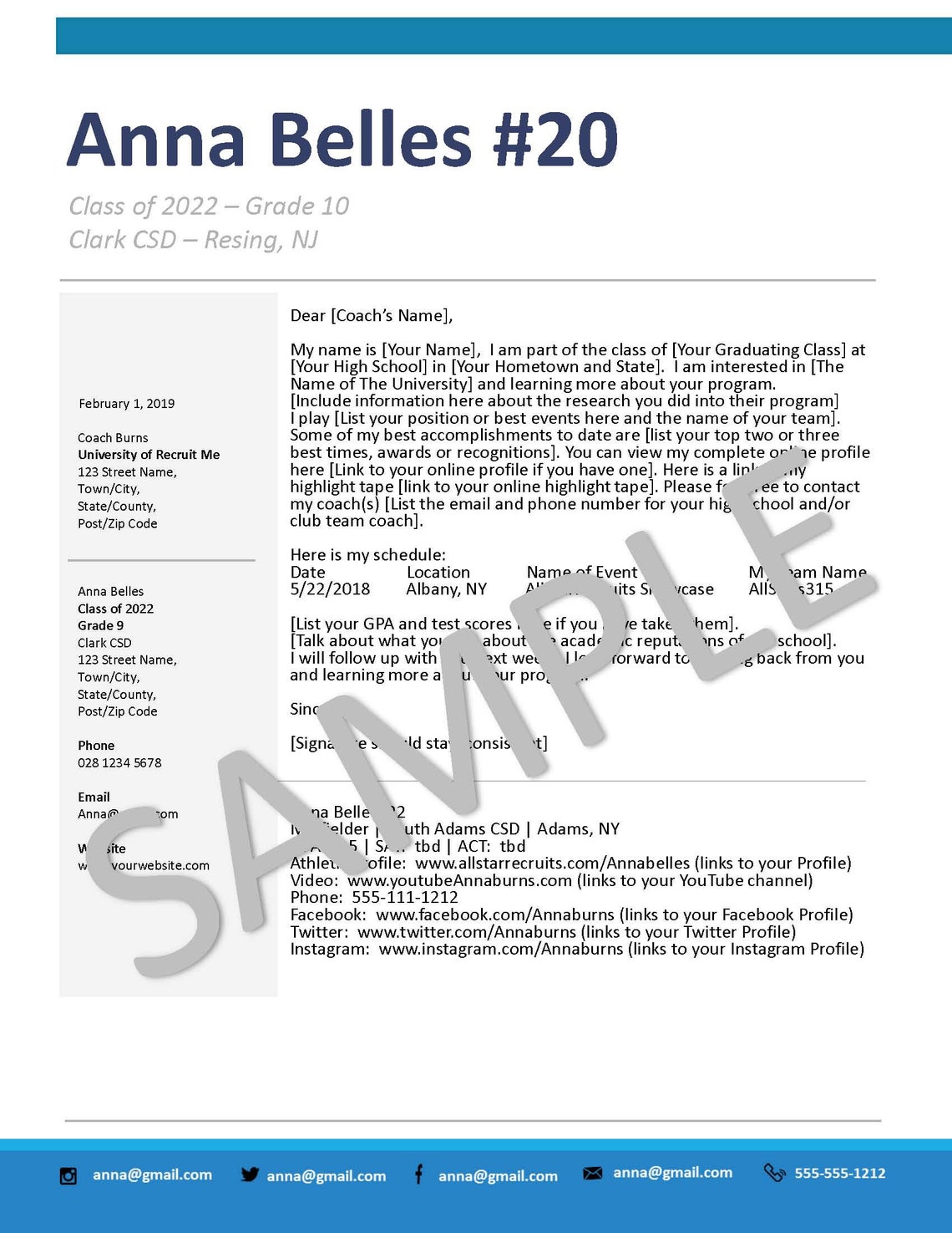 Track and Field - Athletic Profile Deluxe Template - Etsy