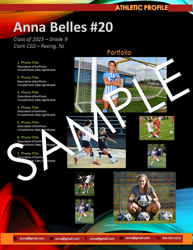 Soccer - Athletic Profile Deluxe Template Blast of Color - Etsy