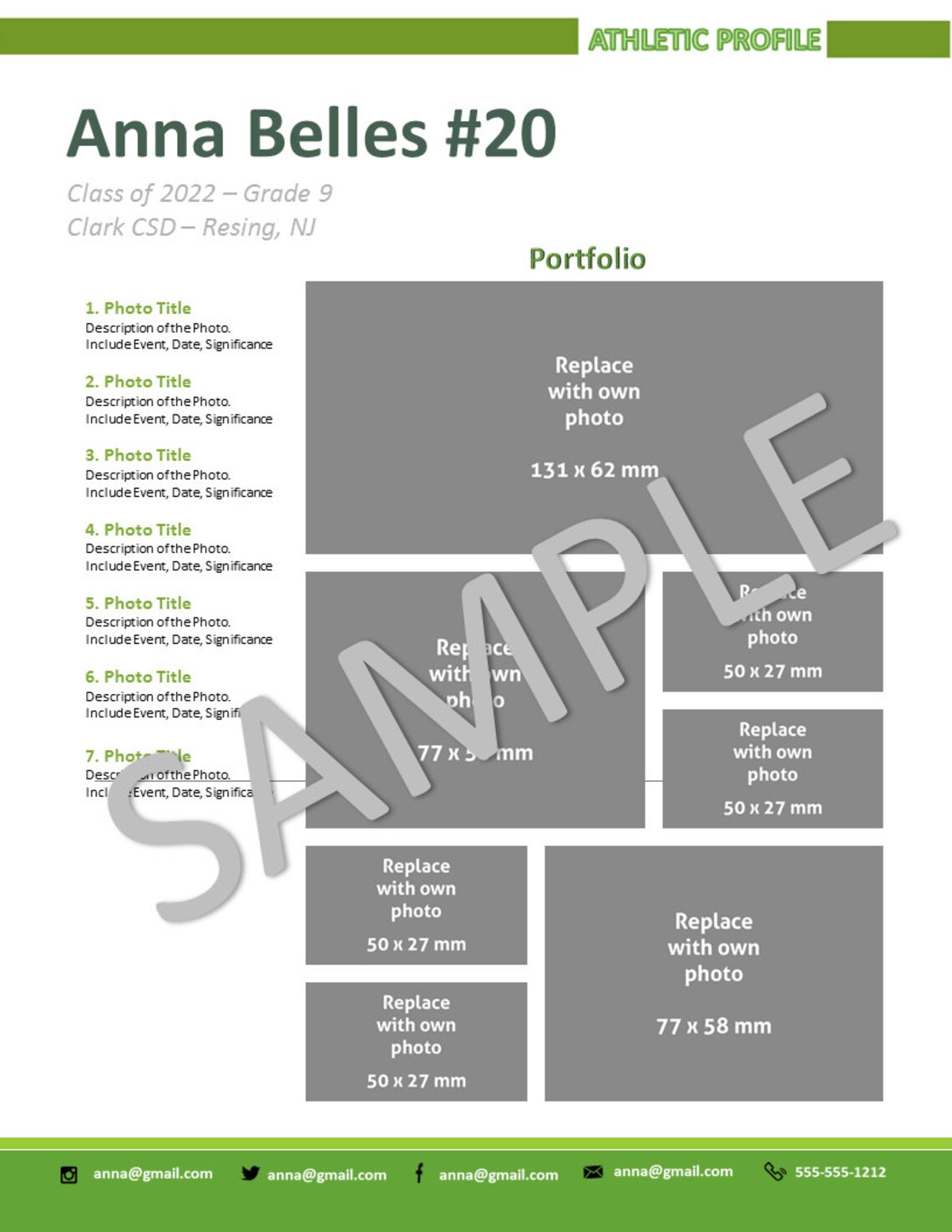 Soccer - Athletic Profile Deluxe Template - Etsy