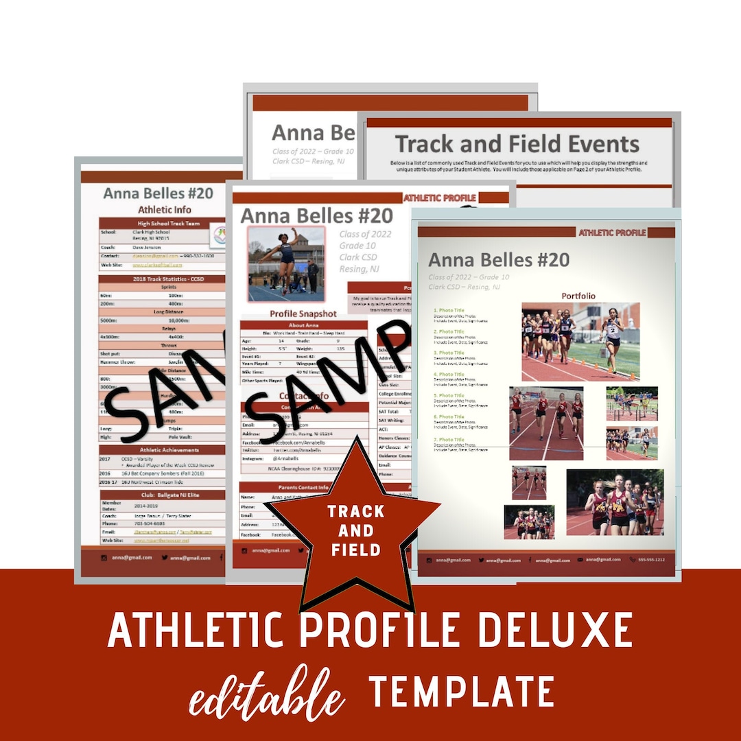 Track and Field - Athletic Profile Deluxe Template - the Crimson - Etsy