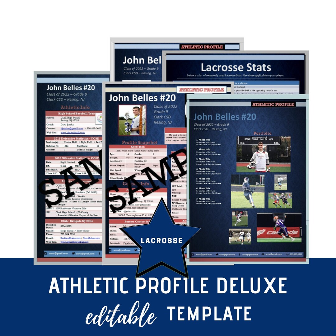 Lacrosse - Athletic Profile Deluxe Template - the Bull Dog - Etsy