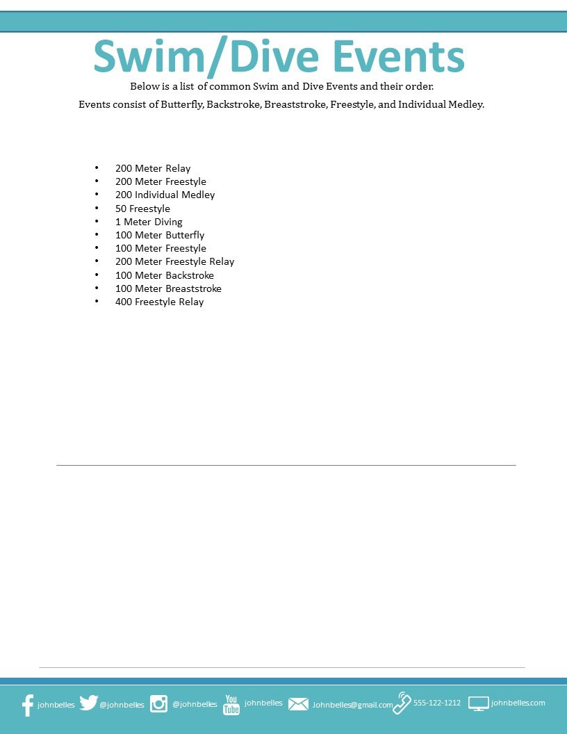 Swim and Dive - Athletic Profile Deluxe Template - Etsy