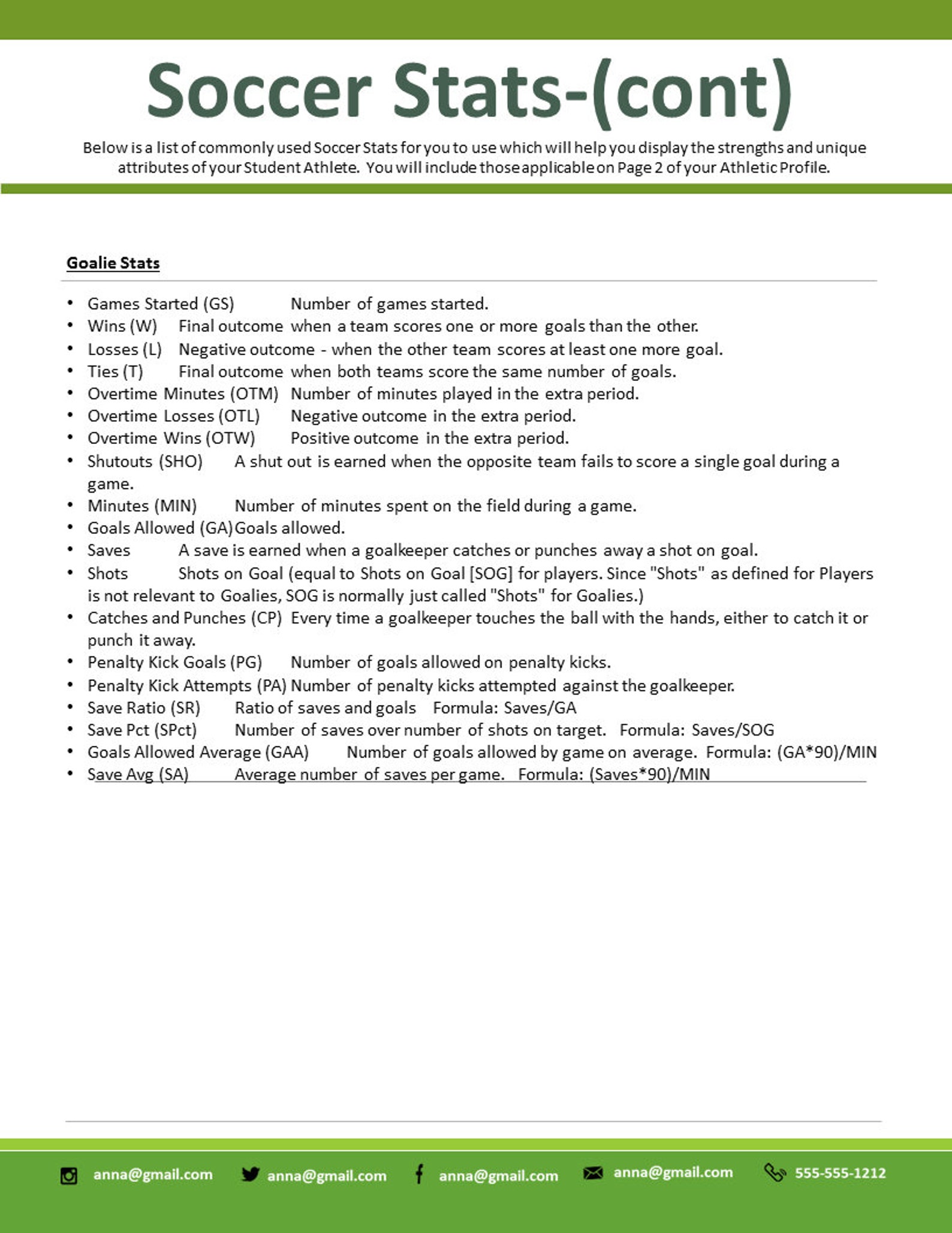 Soccer - Athletic Profile Deluxe Template - Etsy