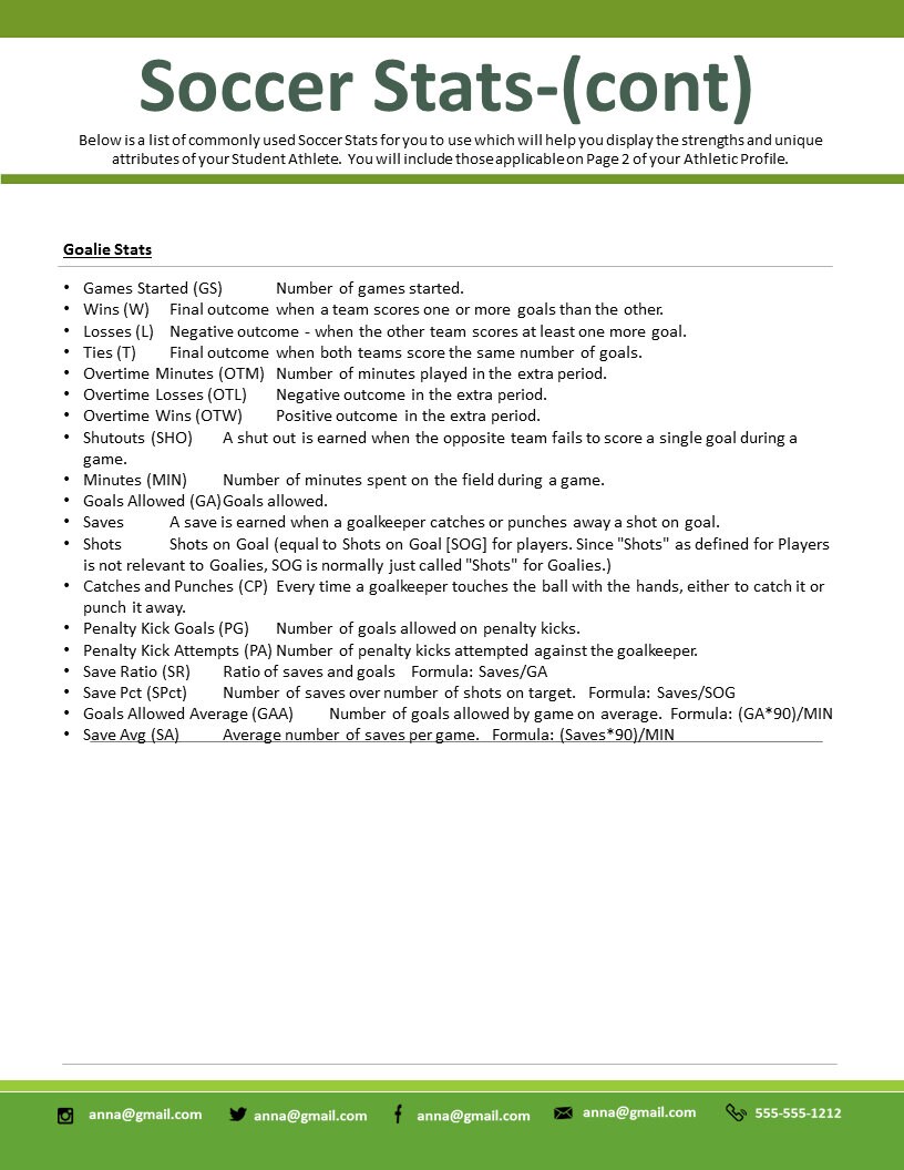 Soccer - Athletic Profile Deluxe Template - Etsy