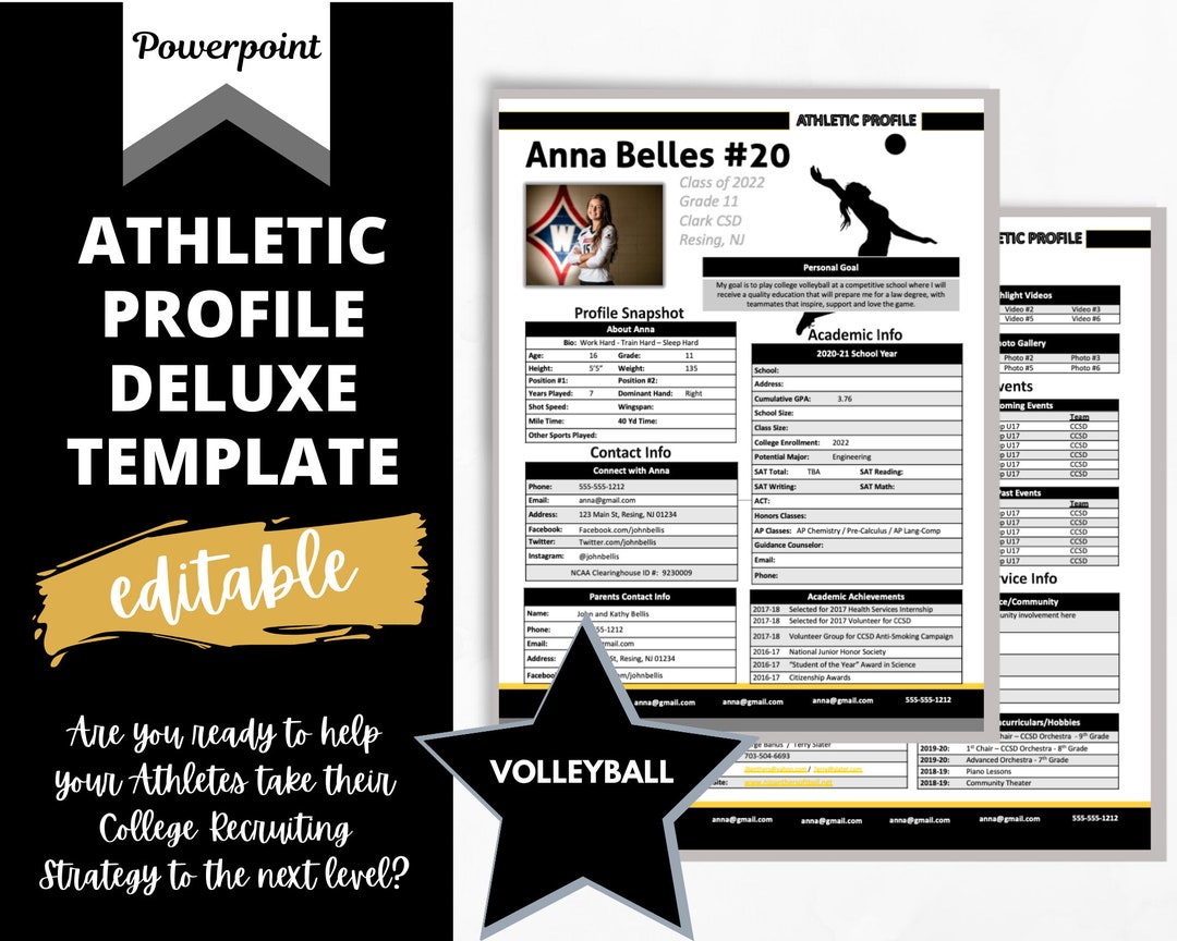 Volleyball | Athletic Profile Deluxe Template | Powerpoint Template ...