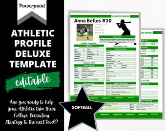 Softball - Athletic Profile Deluxe Template - Etsy