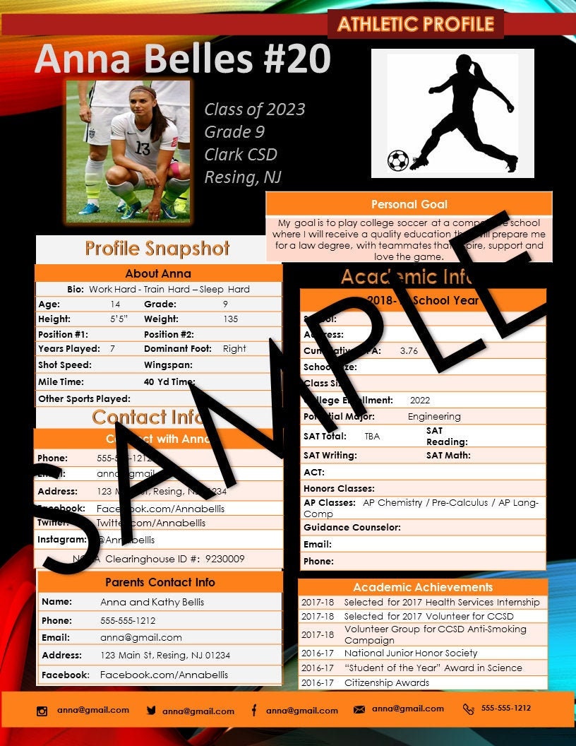 Soccer - Athletic Profile Deluxe Template Blast of Color - Etsy
