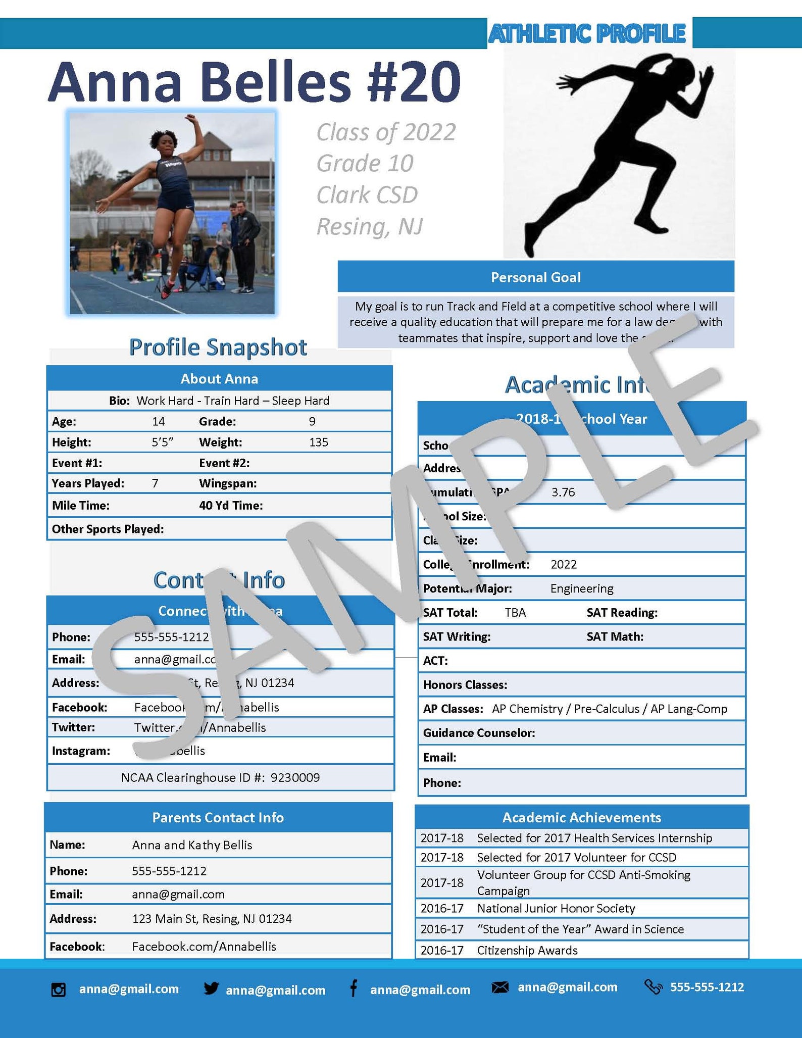 Track and Field - Athletic Profile Deluxe Template - Etsy
