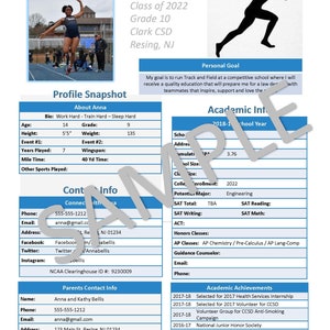 Track and Field - Athletic Profile Deluxe Template - Etsy