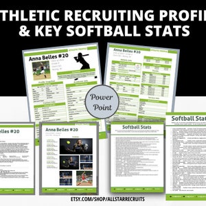 Softball - Athletic Profile Deluxe Template - GREEN - Etsy