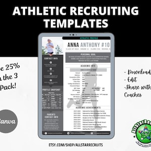 The 3 Pack - Editable Athletic Profile Templates | College Sports ...