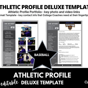 Baseball - Athletic Profile Deluxe Template - Black | Editable Athletic ...