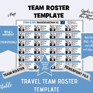Travel Team Roster Template - Carolina Blue - 24 Players per Page ...