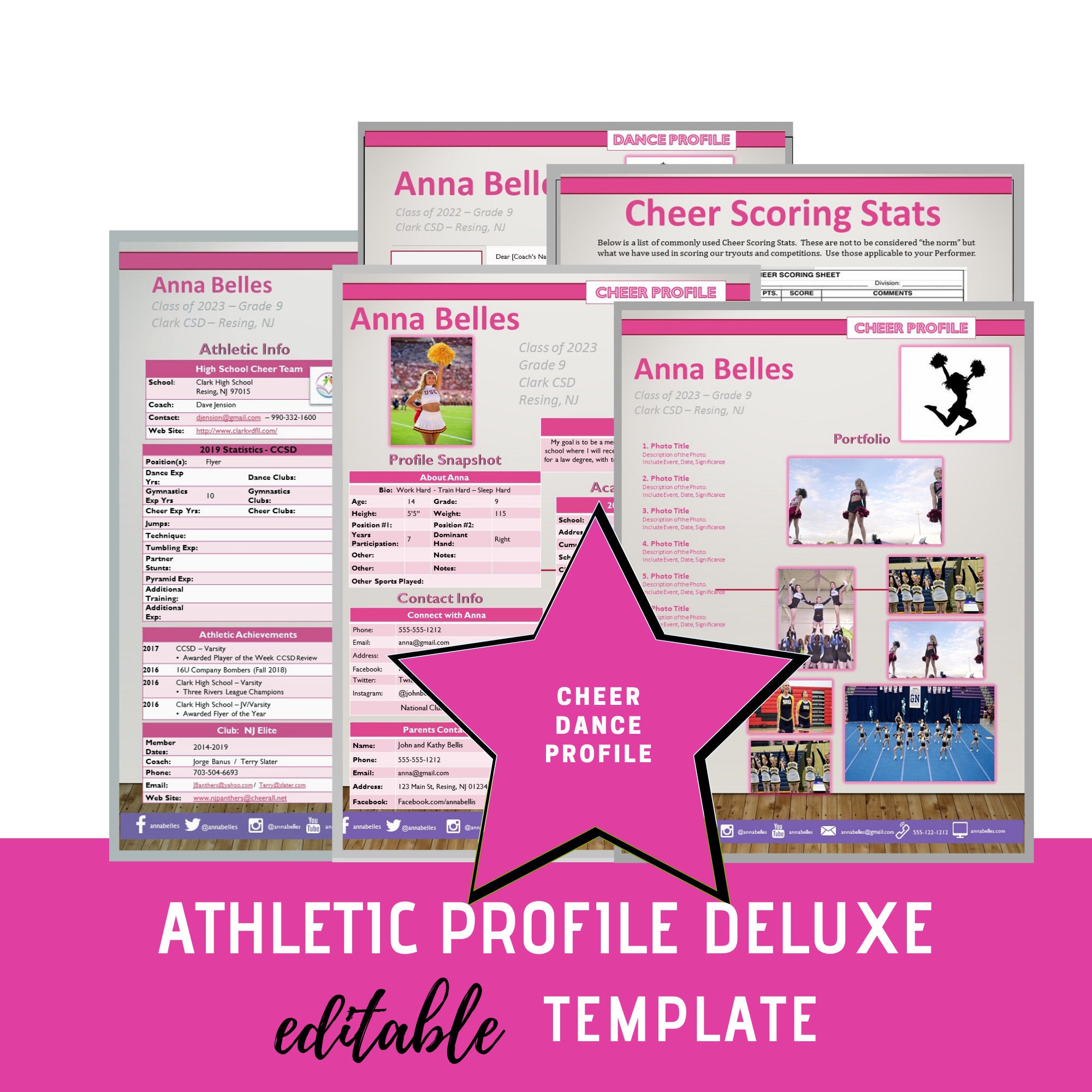 Cheer Profile Deluxe Template - Etsy