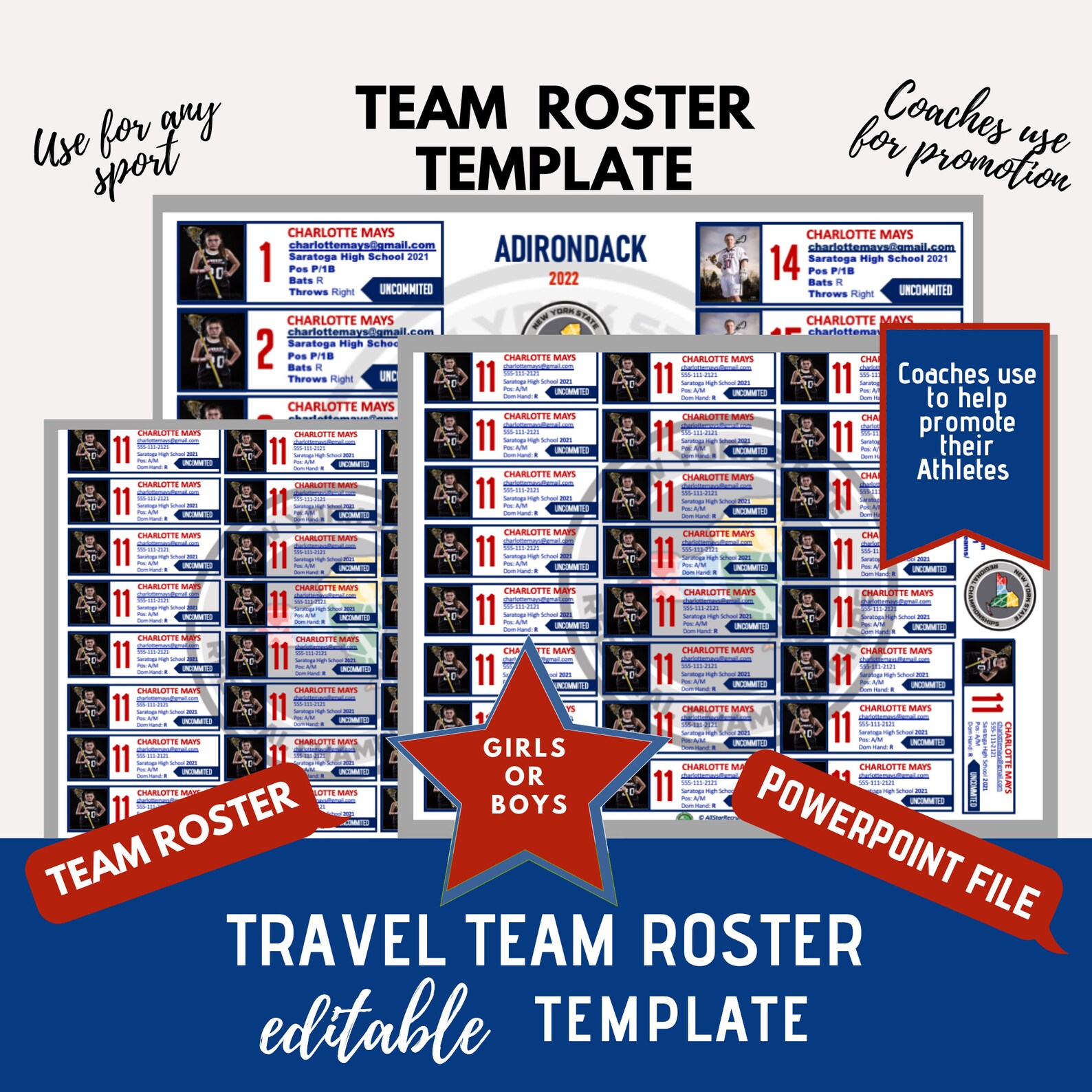 Team Roster Template - 3 Pack - 18, 24 and 25 Players - Etsy
