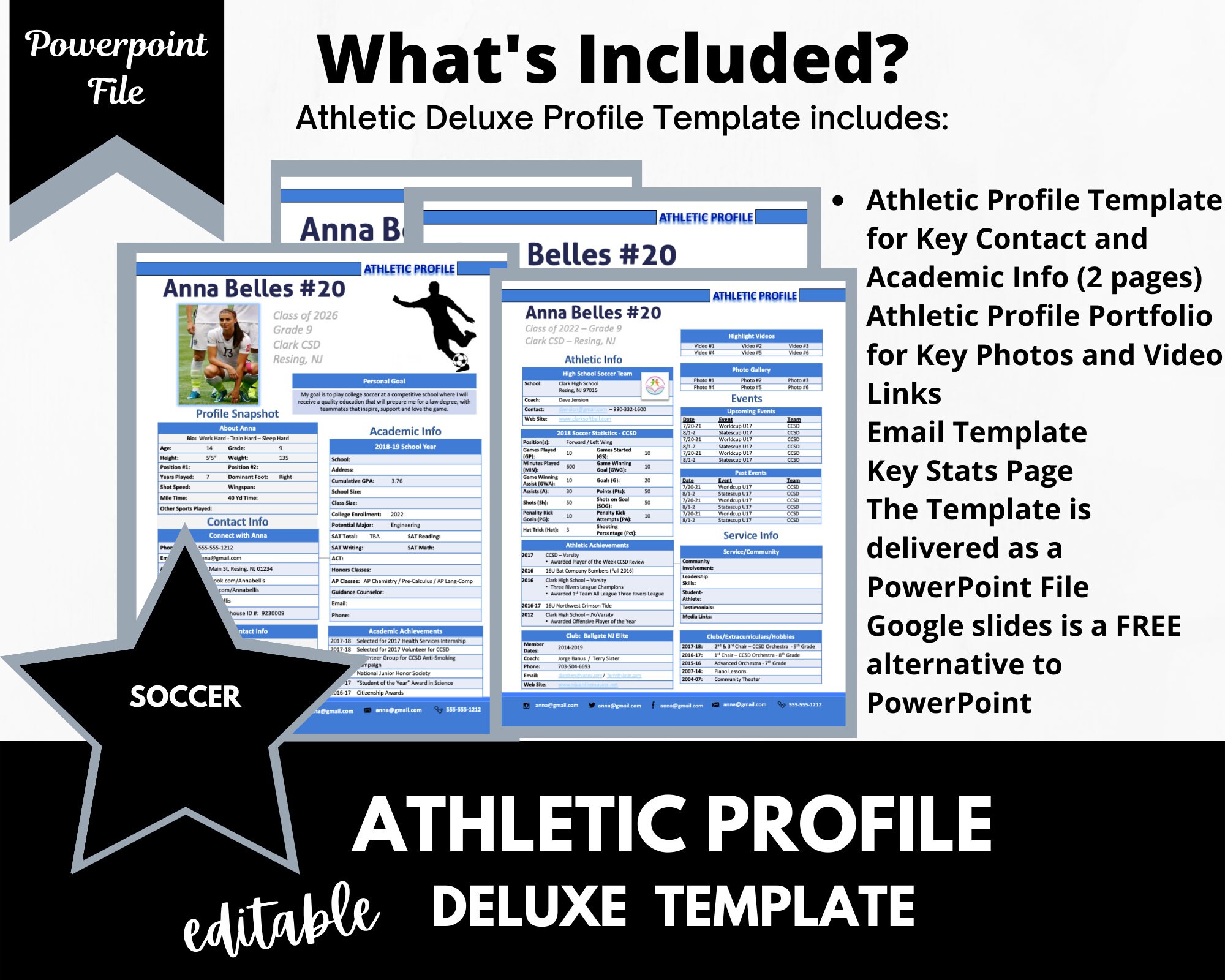 Soccer - Athletic Profile Deluxe Template | the Blues | Powerpoint ...