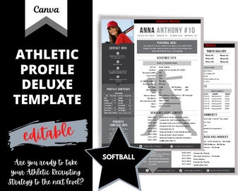 Softball - Athletic Profile Deluxe Template - Etsy