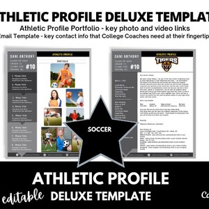 Soccer - Athletic Profile Deluxe Template - Black | Editable Athletic ...