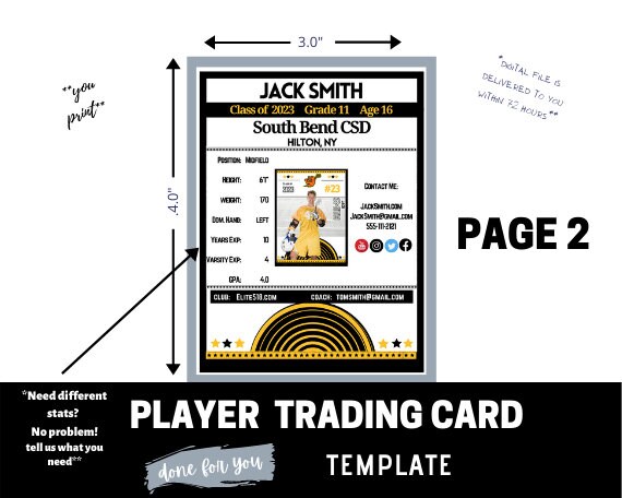 Player Trading Card | DONE FOR YOU | Digital Player Card - Any Sport ...