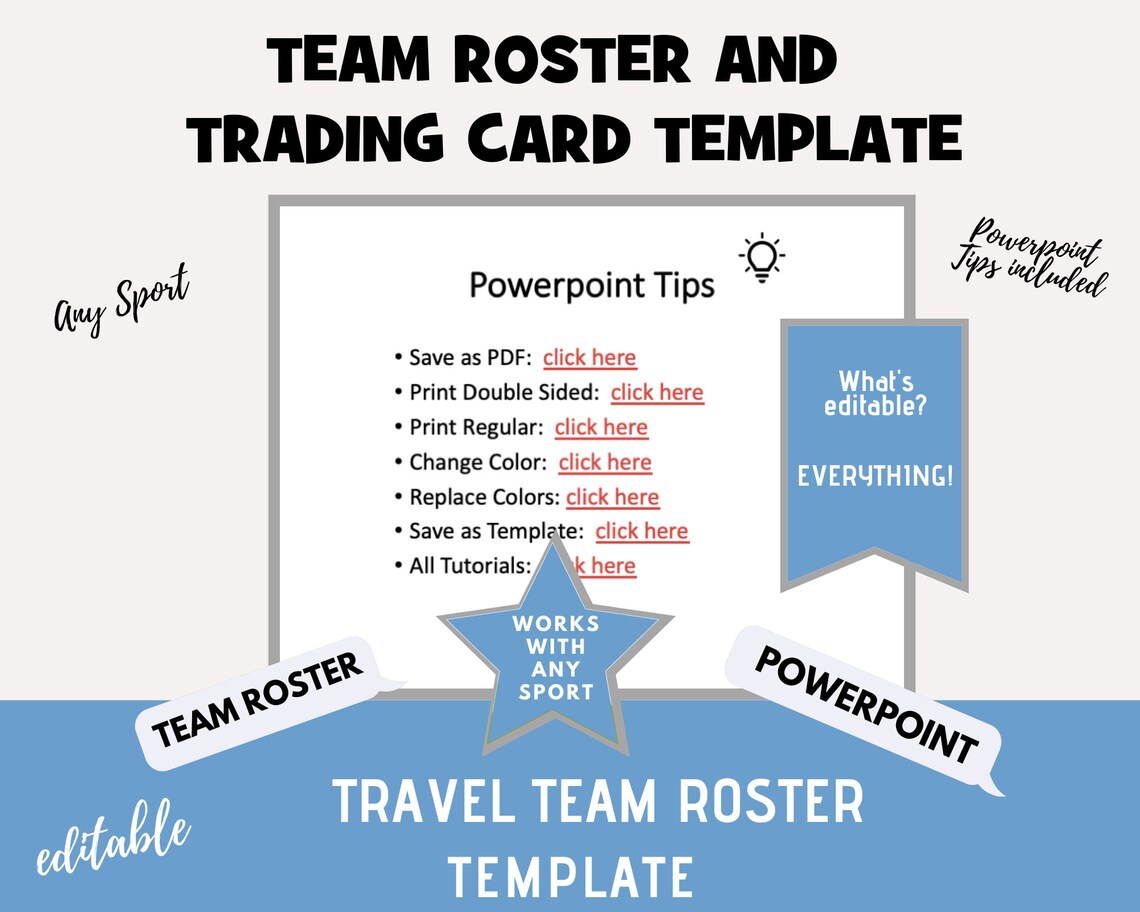 Travel Team Roster Template - Carolina Blue - 18 Players per Page ...