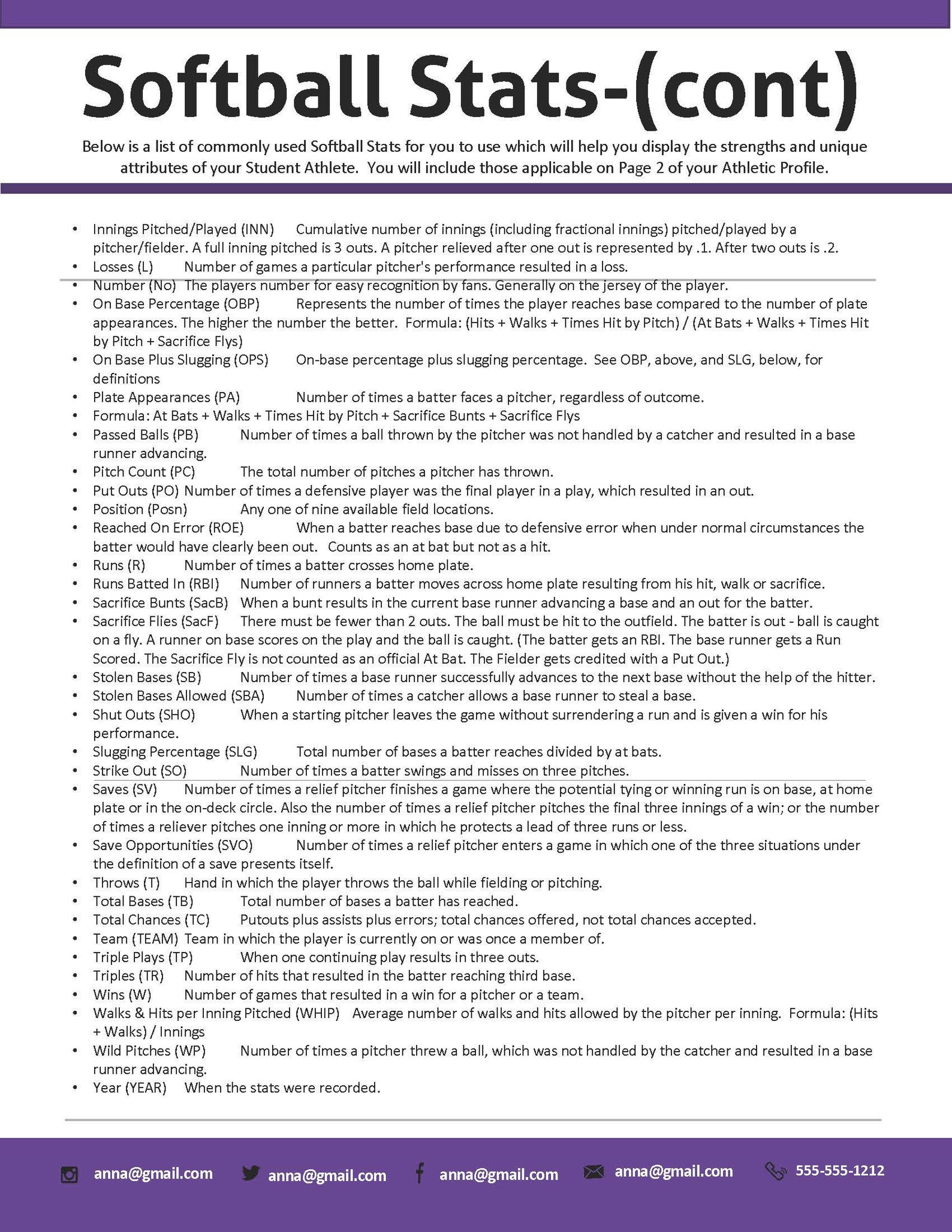 Softball - Athletic Profile Deluxe Template - Purple Gray & White - Etsy