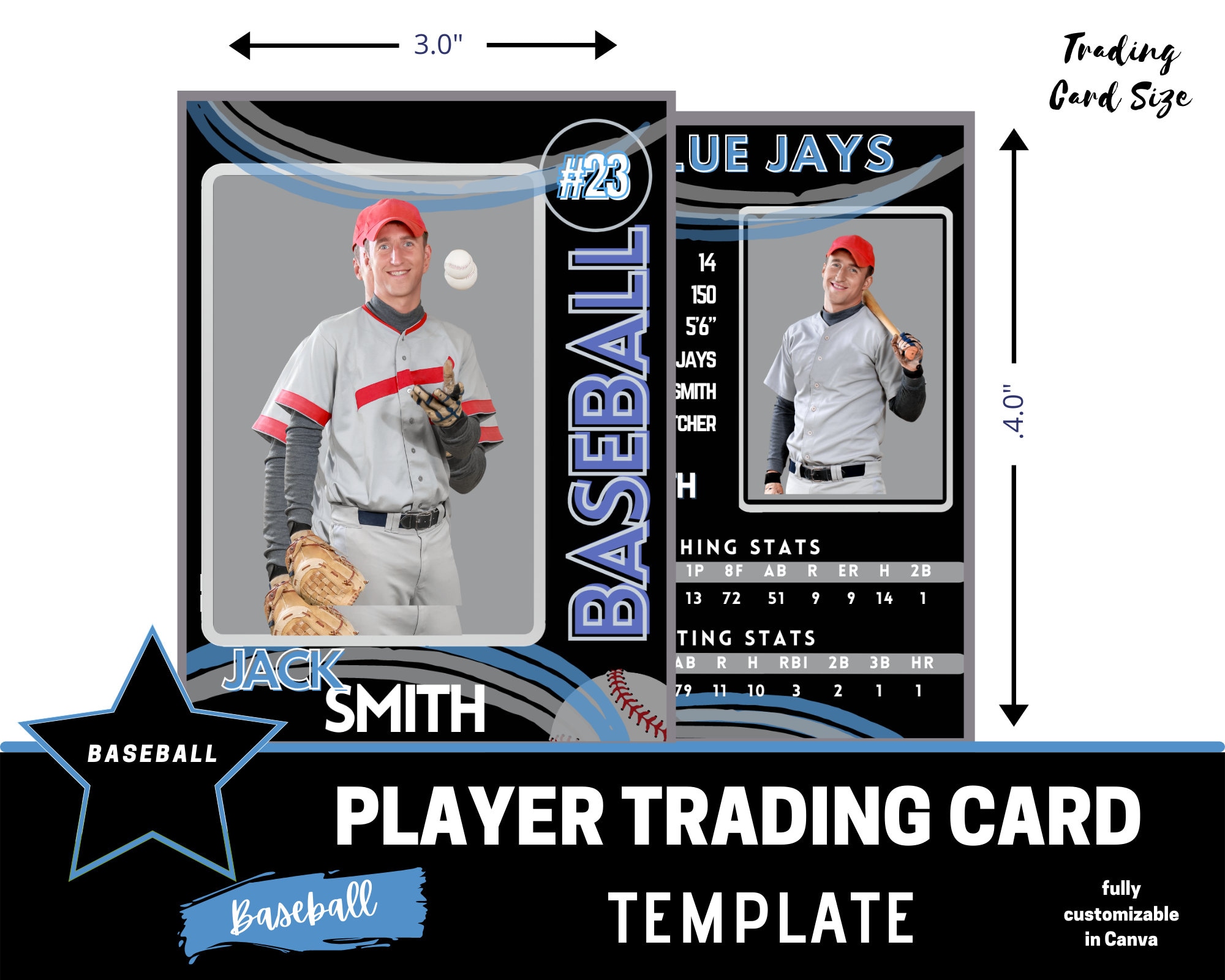 Baseball Trading Card Template 3 X 4 Trading Card Template Canva ...