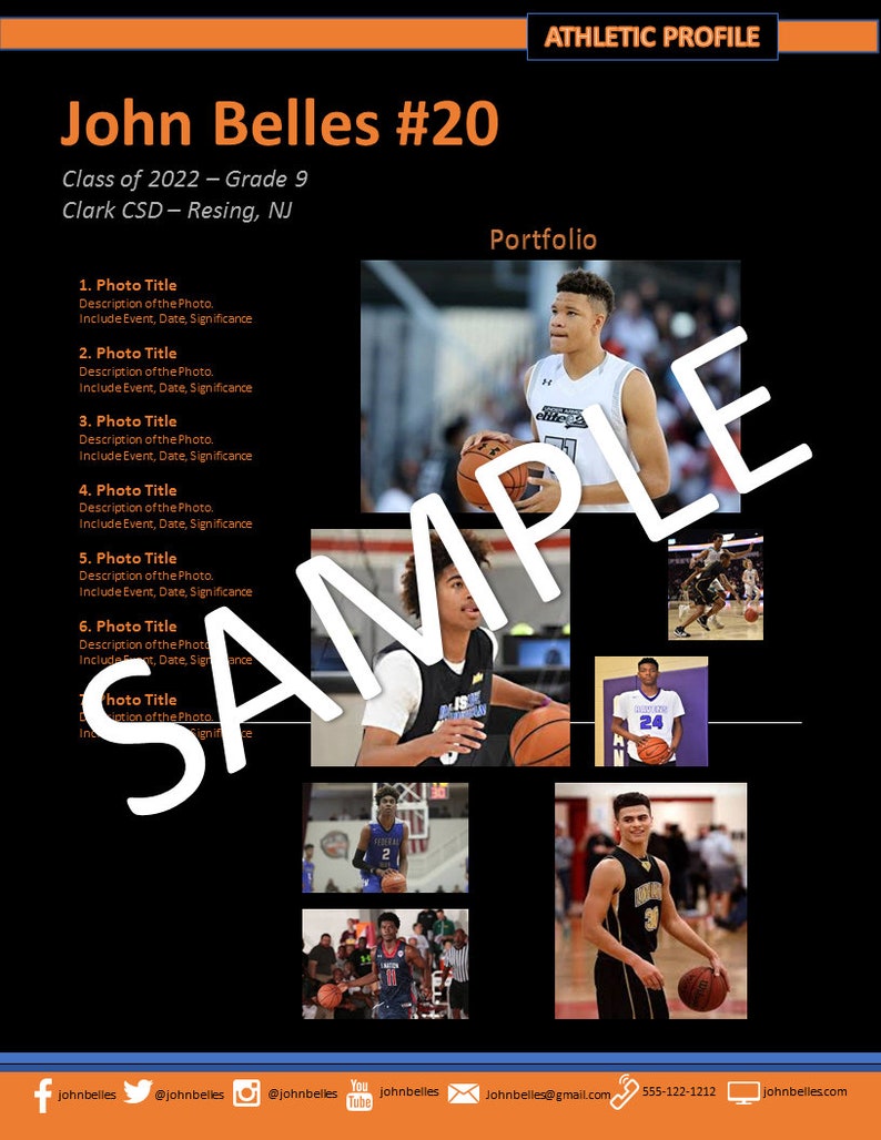 Basketball - Athletic Profile Deluxe Template Dark Style | Powerpoint ...
