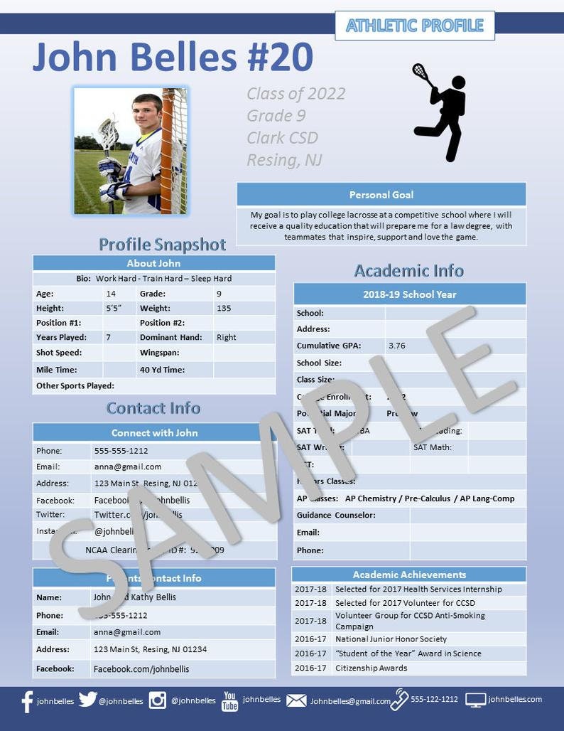 Done for You Customized Athletic Profile - Etsy